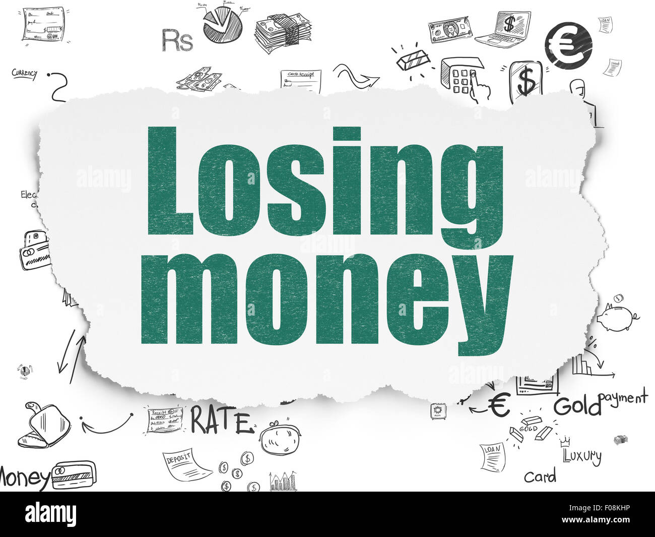 Banking concept: Losing Money on Torn Paper background Stock Photo - Alamy