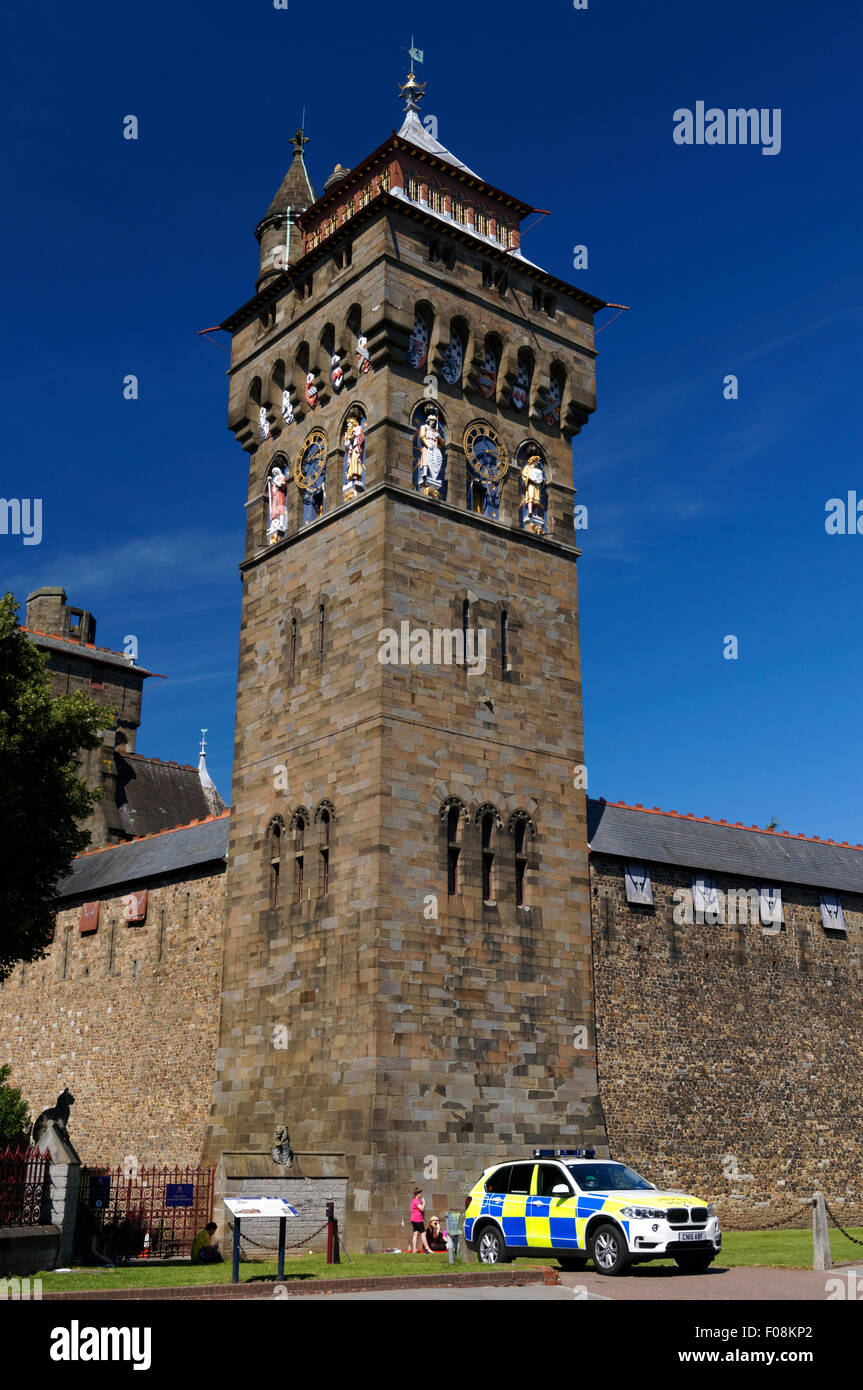 police Car and Victorian Clock Tower Designed by William Burges ...