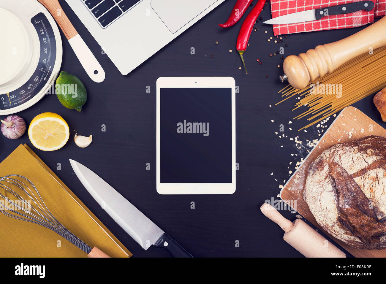 Kitchen cooking tablet pc mockup Stock Photo - Alamy