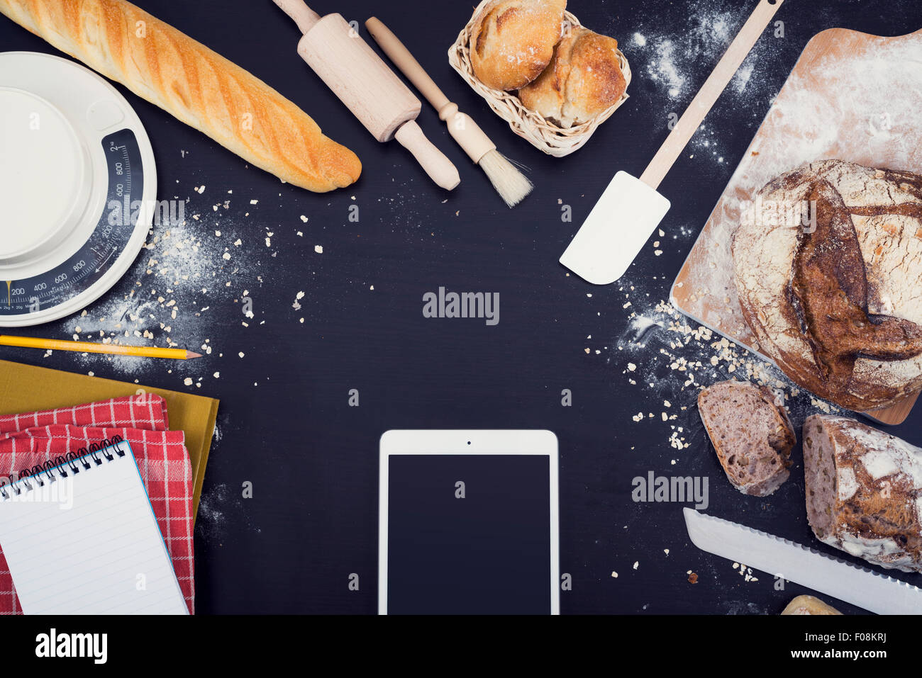 Bakery top view hero header image with copy space Stock Photo - Alamy