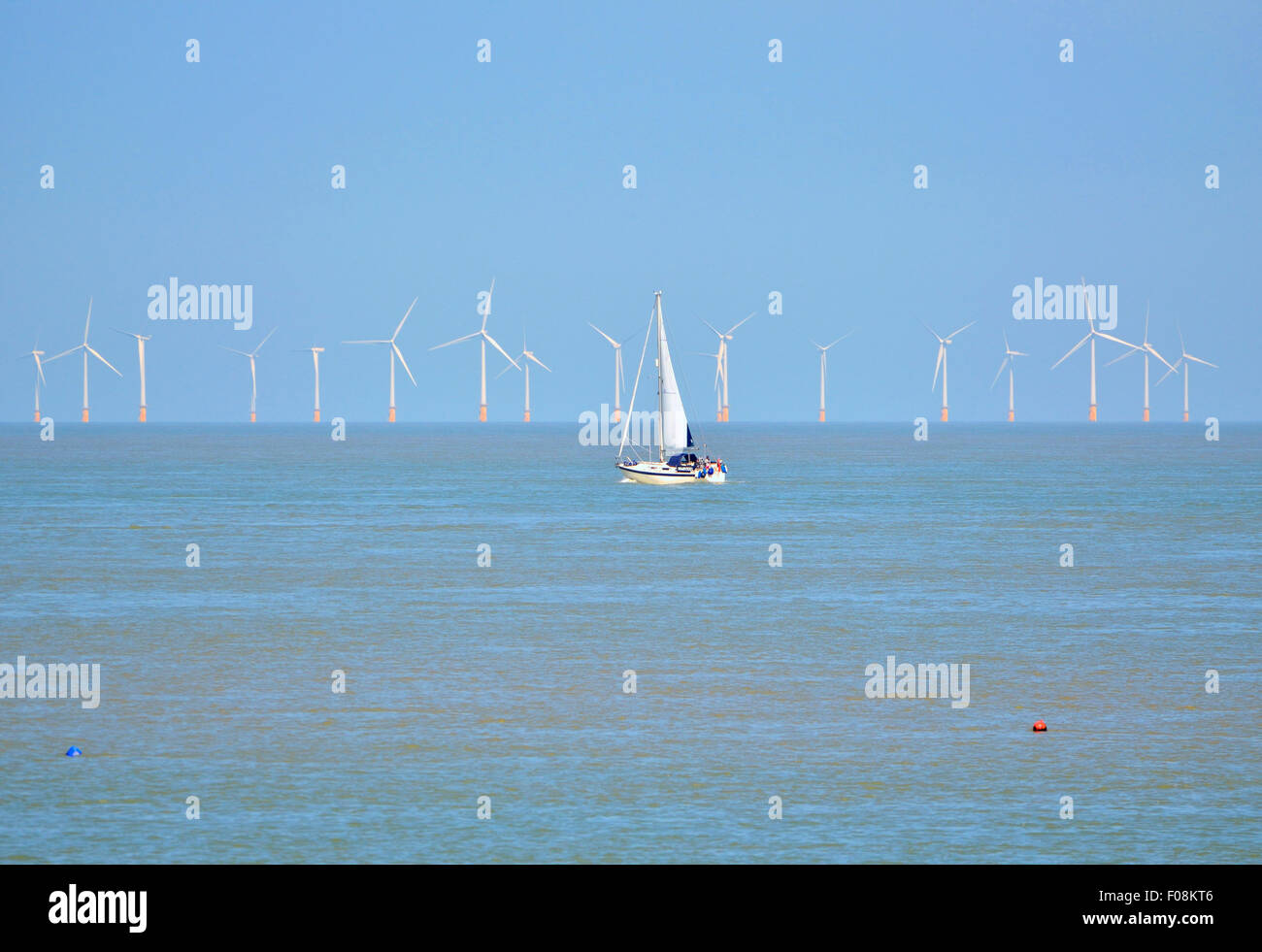 Broadstairs, Kent, England, UK. Thanet Offshore Wind Farm, seven miles ...
