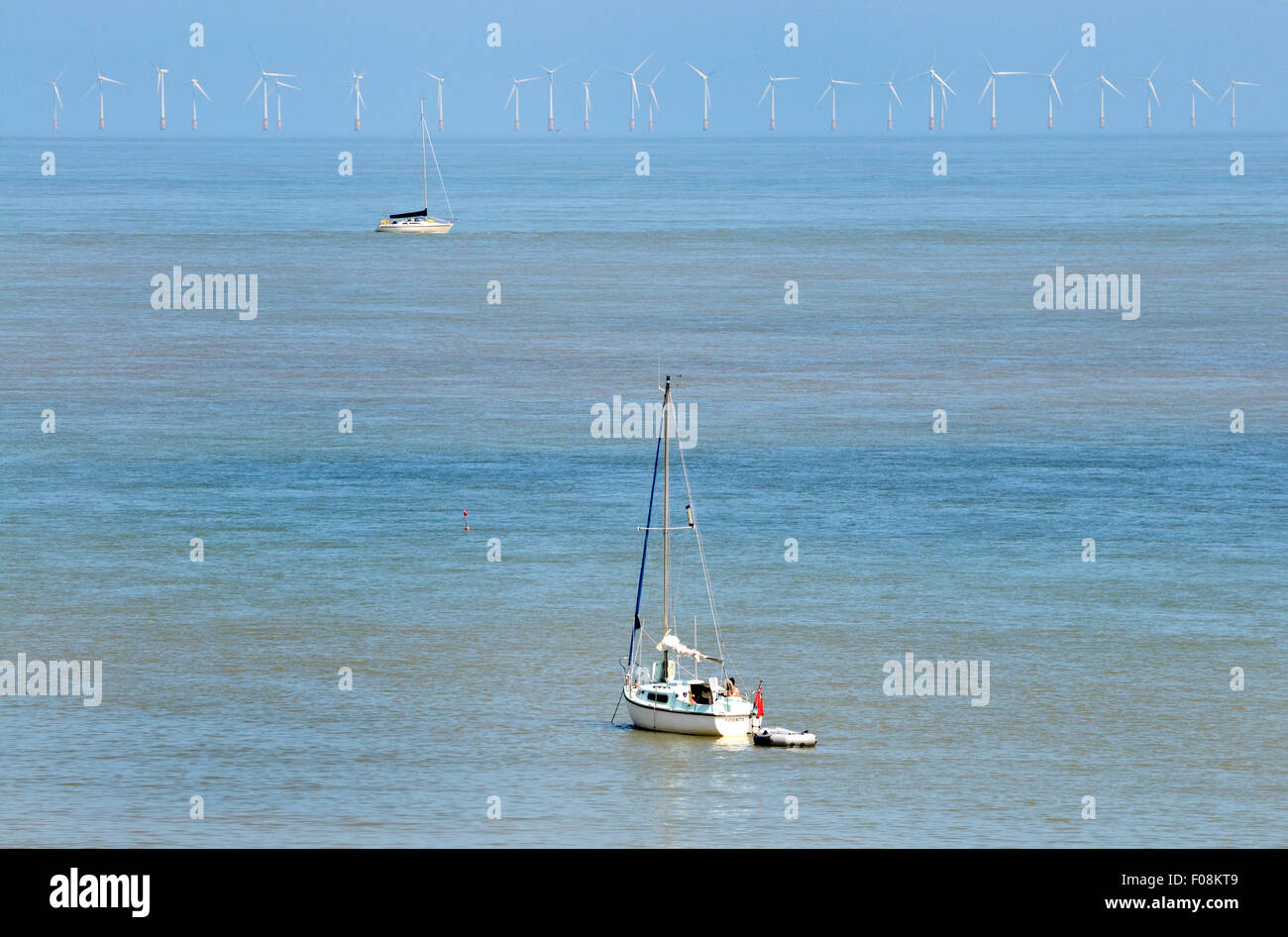 Broadstairs, Kent, England, UK. Thanet Offshore Wind Farm, seven miles ...