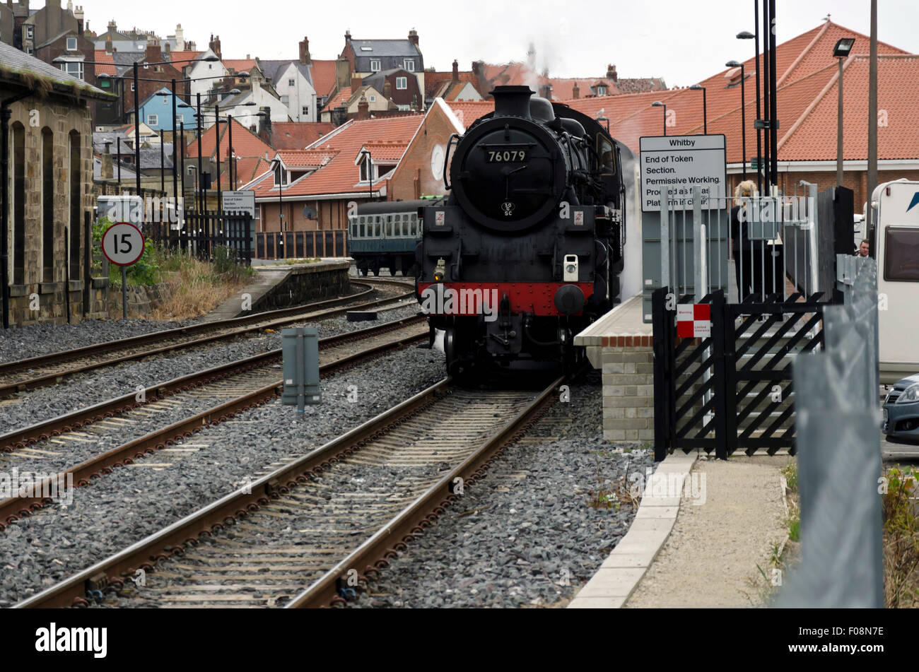 Steam locomotive 76079 at Whitby Railway Station in North Yorkshire ...
