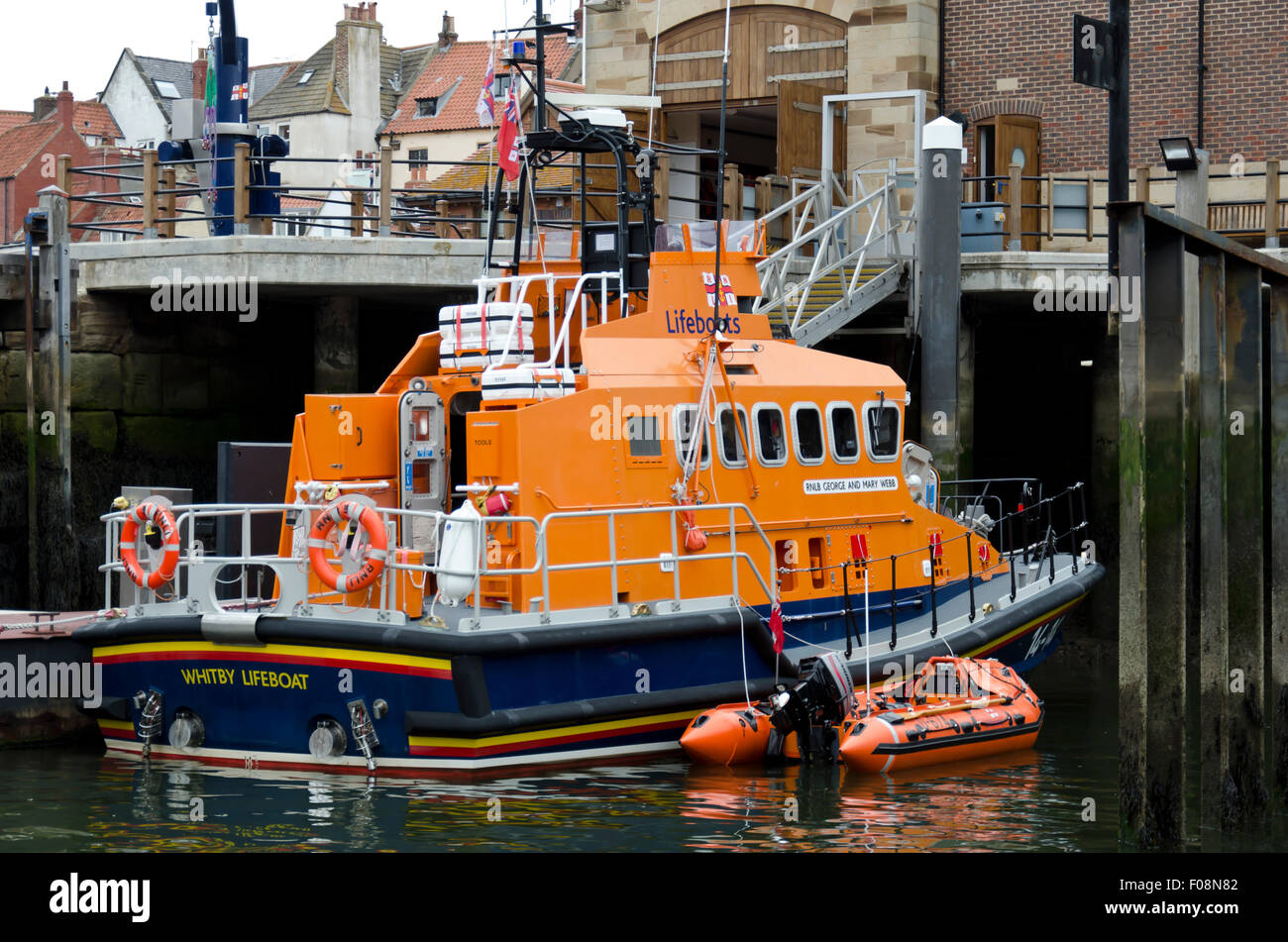 The modern Whitby Lifeboat, "George and Mary Webb" in North Yorkshire ...