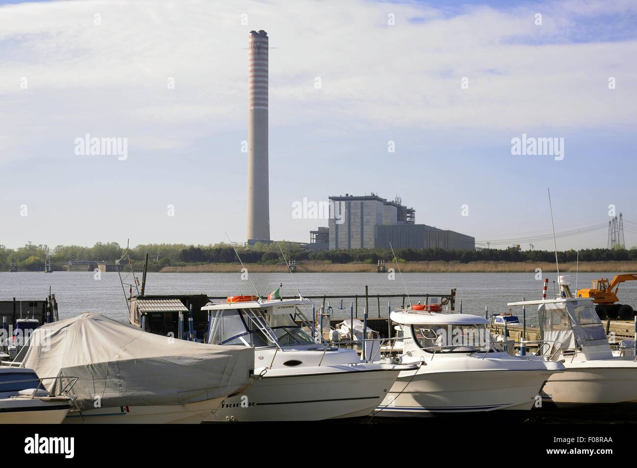 Italy, ENEL thermoelectric plant at Porto Tolle, in the delta of the ...