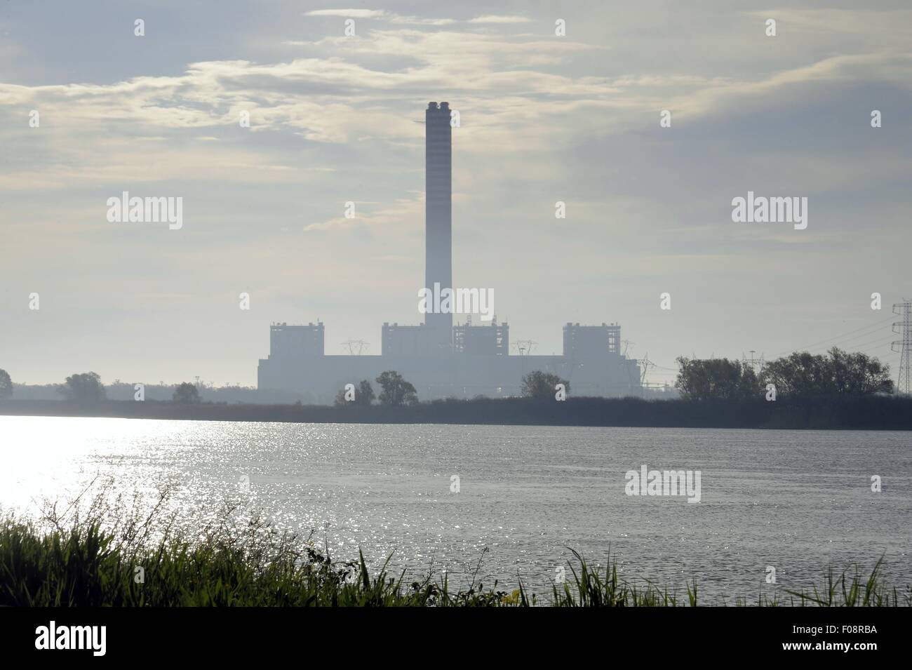 Italy, ENEL thermoelectric plant at Porto Tolle, in the delta of the ...
