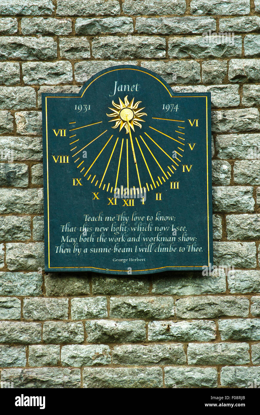 Wall sundial at St. Annes Church, Over Haddon, Derbyshire Stock Photo ...