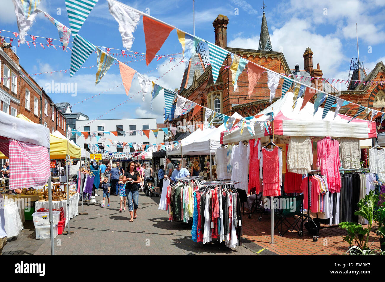 Outdoor stalls on Market Day by Wokingham Town Hall, Market Place ...