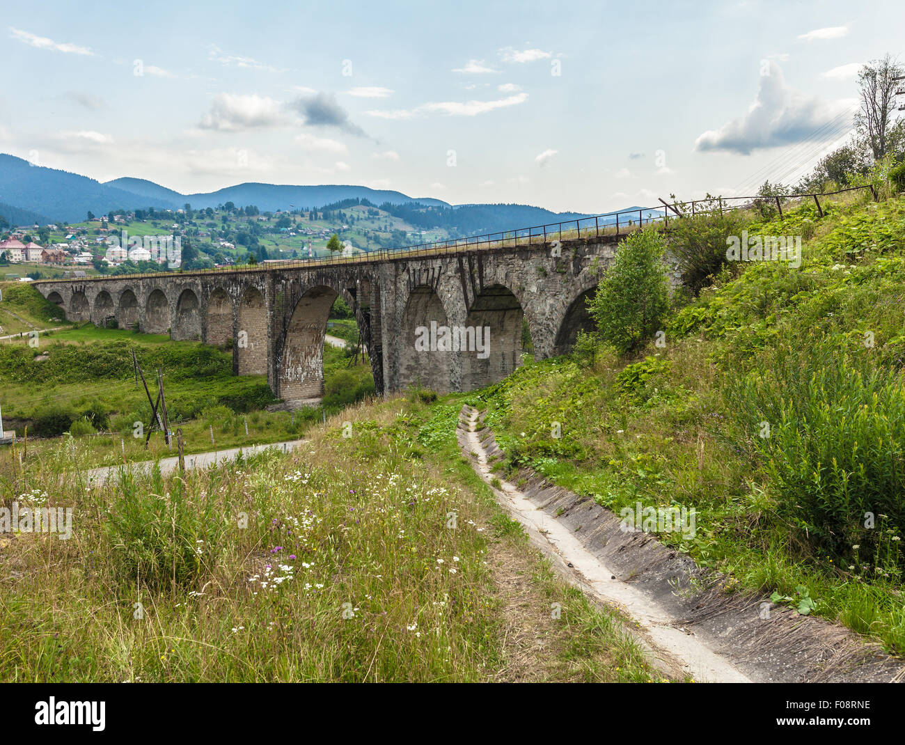 Old Austrian bridge viaduct in the Carpathians Stock Photo - Alamy