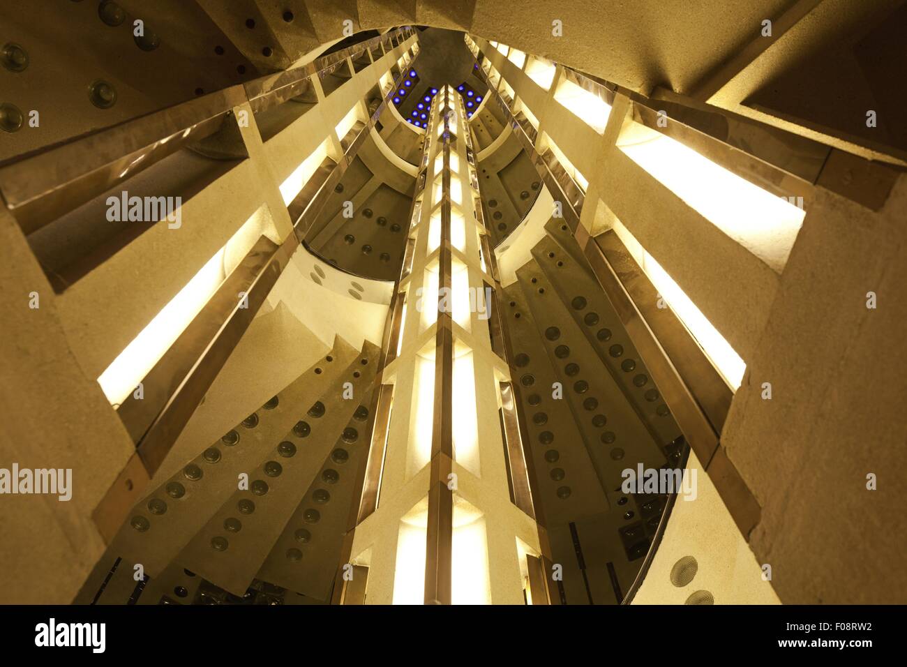 Low angle view of steel staircase in Atlantis House, Germany Stock ...