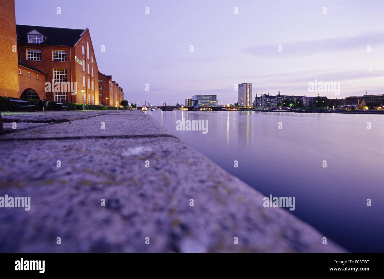 Shore on Langebrogade in Inderhavnen, Copenhagen, Denmark Stock Photo ...