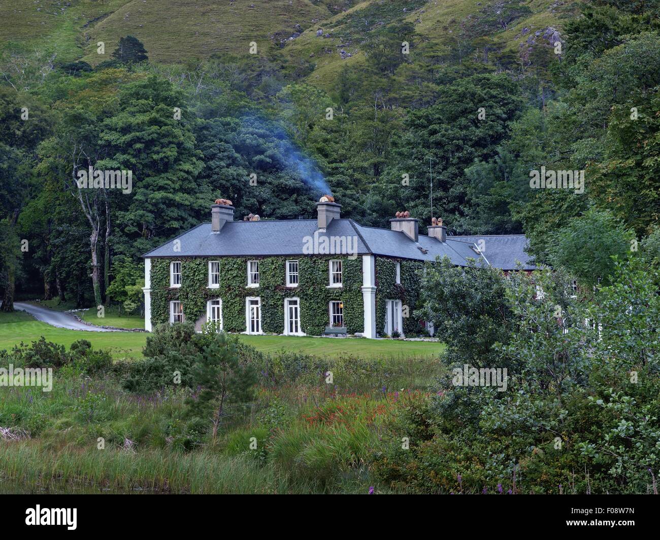 View of Delphi Lodge, Connemara mountains, Ireland, UK Stock Photo - Alamy