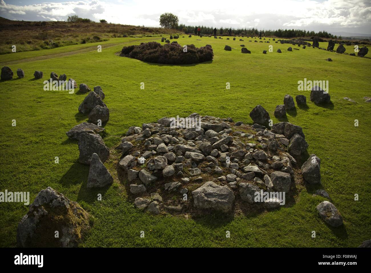 View of Tyrone stone circles on green landscape, Ireland, UK Stock ...