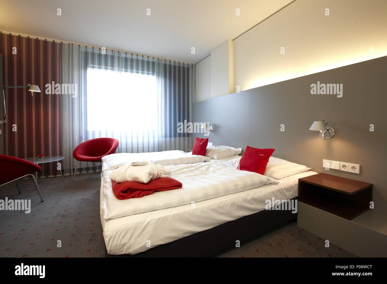 Housekeeper at room in hotel at Vaihingen, Stuttgart, Baden-Wurttemberg ...