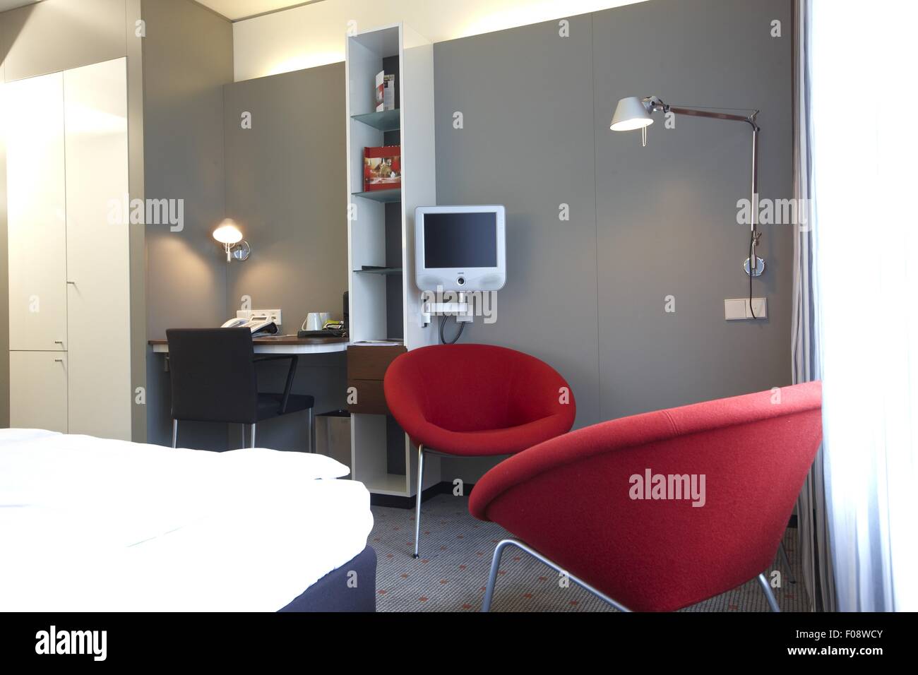 Housekeeper at room in hotel at Vaihingen, Stuttgart, Baden-Wurttemberg ...