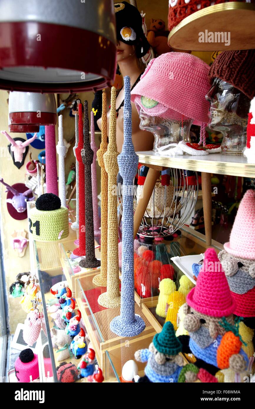 Toys made from wool at Mascherie in Stuttgart West, Stuttgart, Baden ...