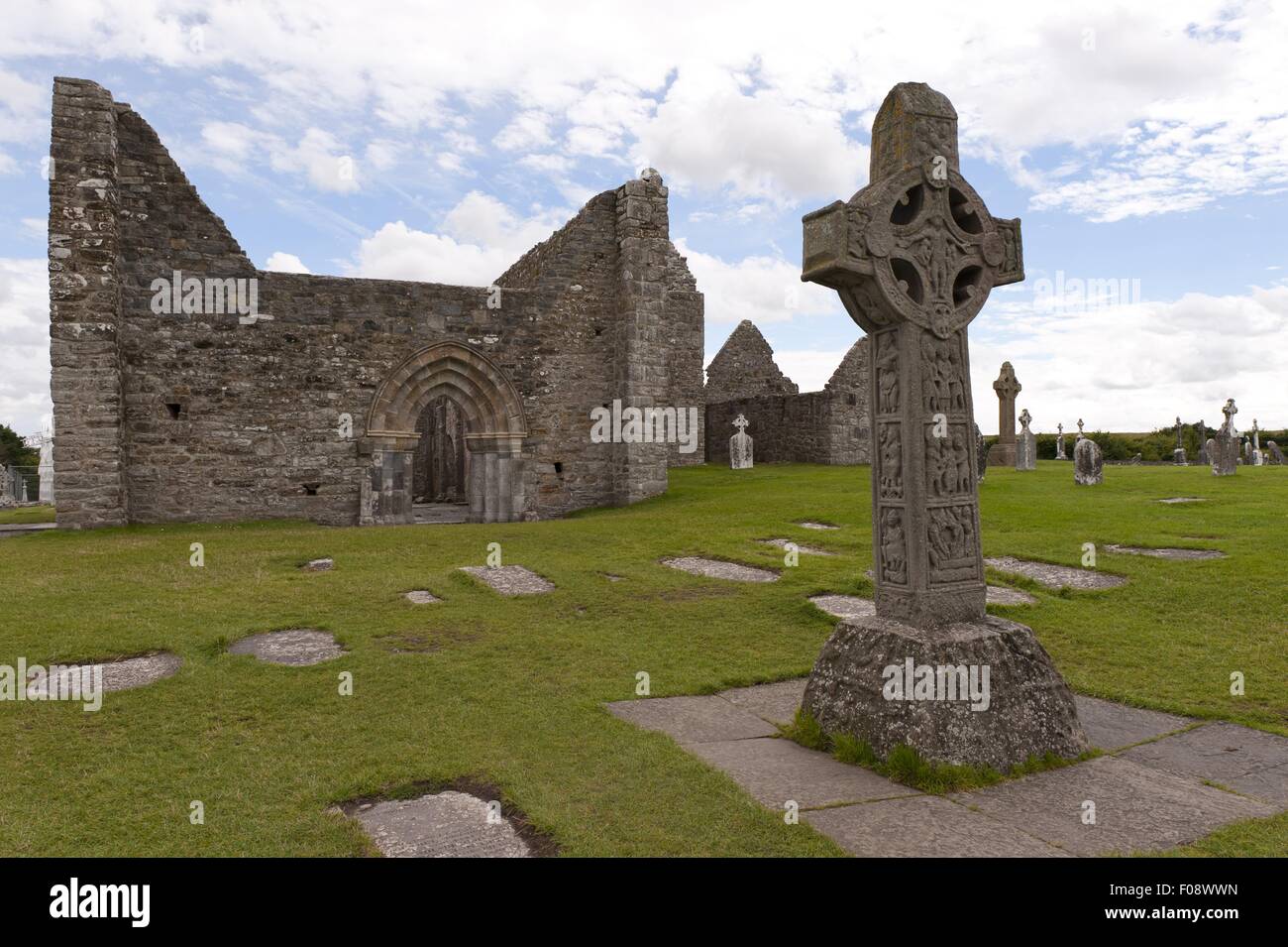 Ruins of Clonmacnoise monastery, County Offaly, Ireland, UK Stock Photo ...