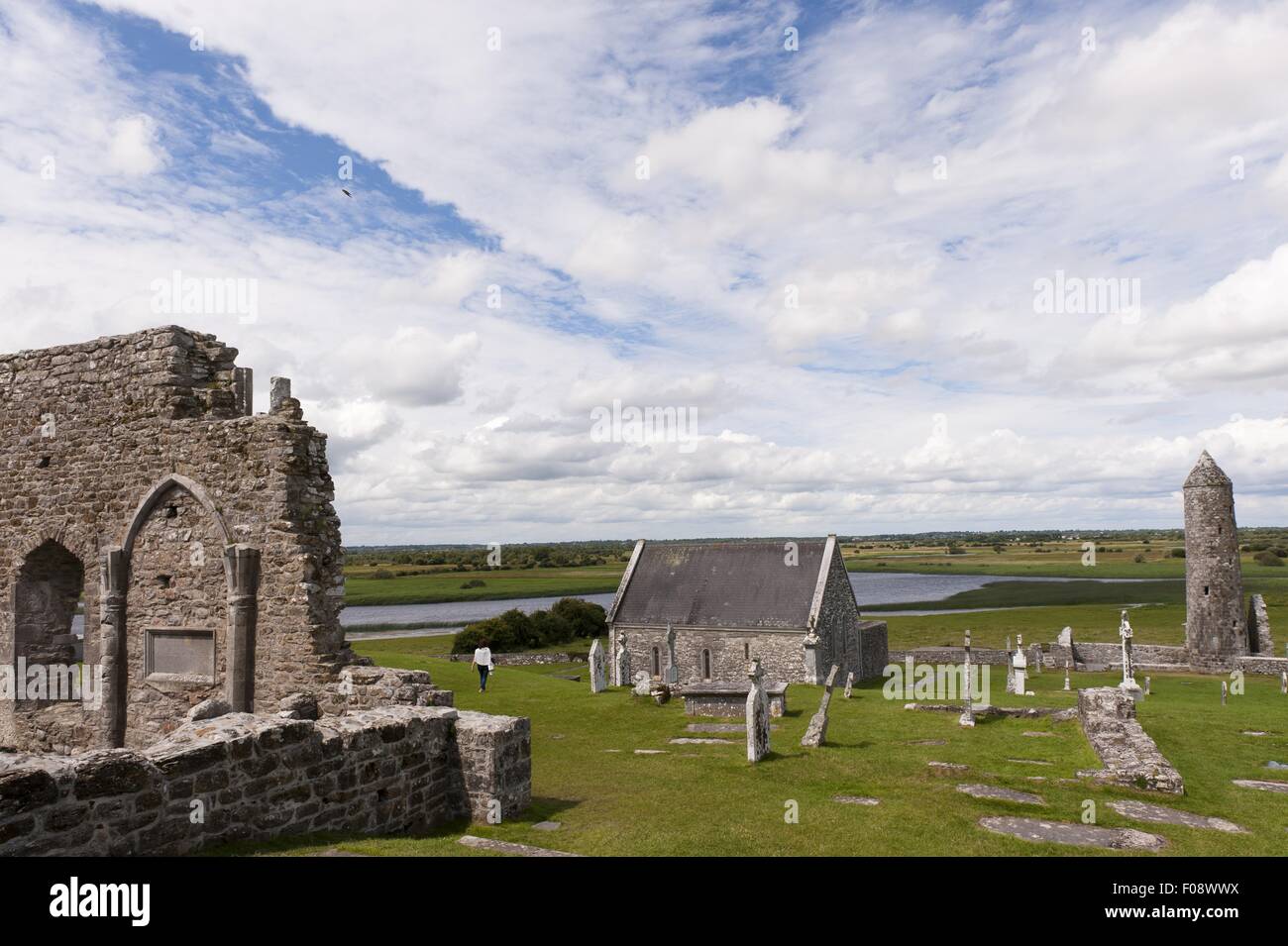 Ruins of Clonmacnoise monastery, County Offaly, Ireland, UK Stock Photo ...