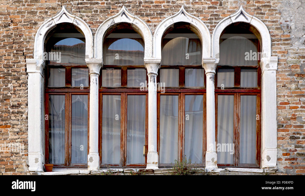 Window and brick wall building architecture, Venice, Italy Stock Photo ...
