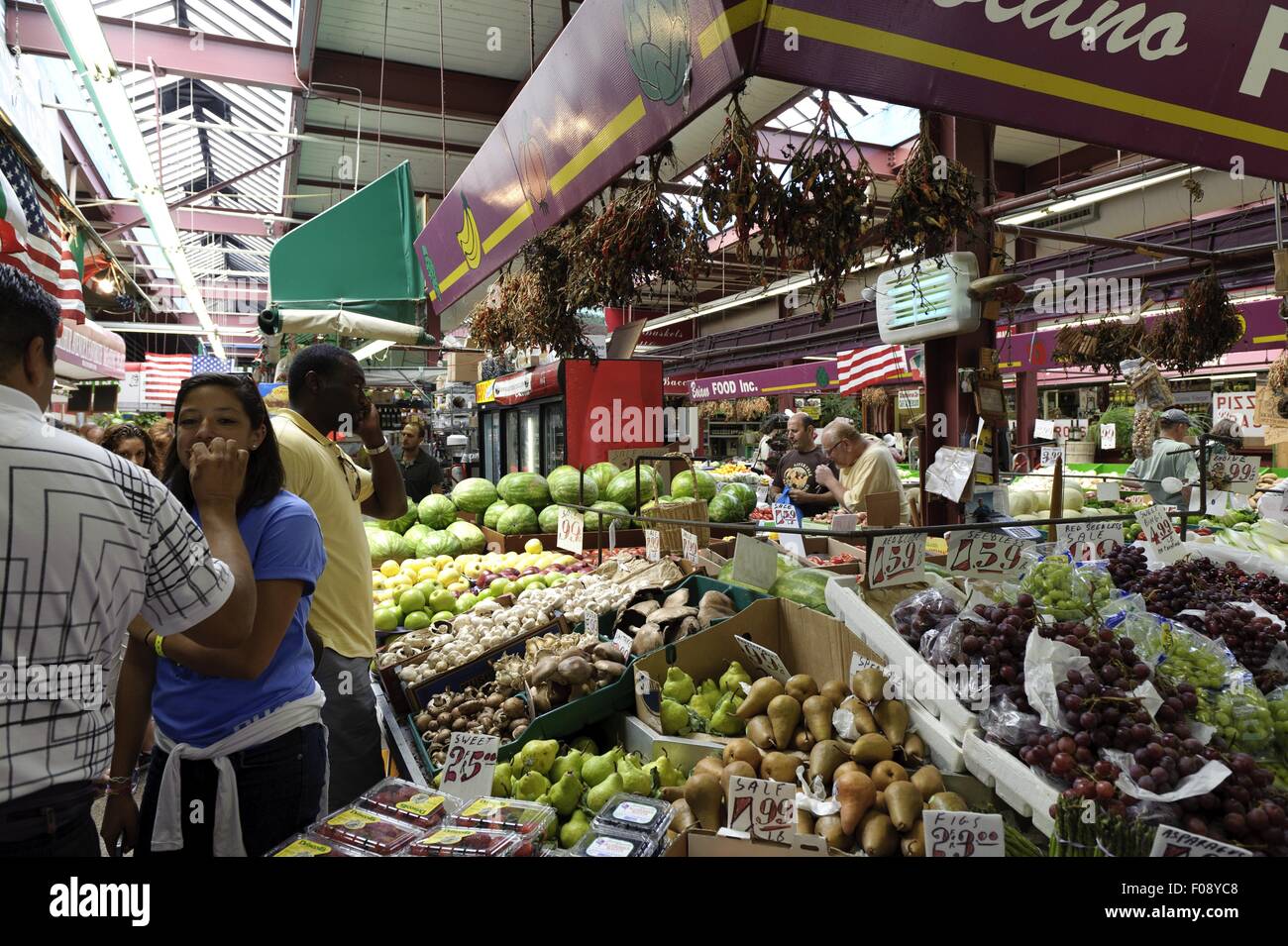 People at fruit stands in Bronx market at New York, USA Stock Photo - Alamy