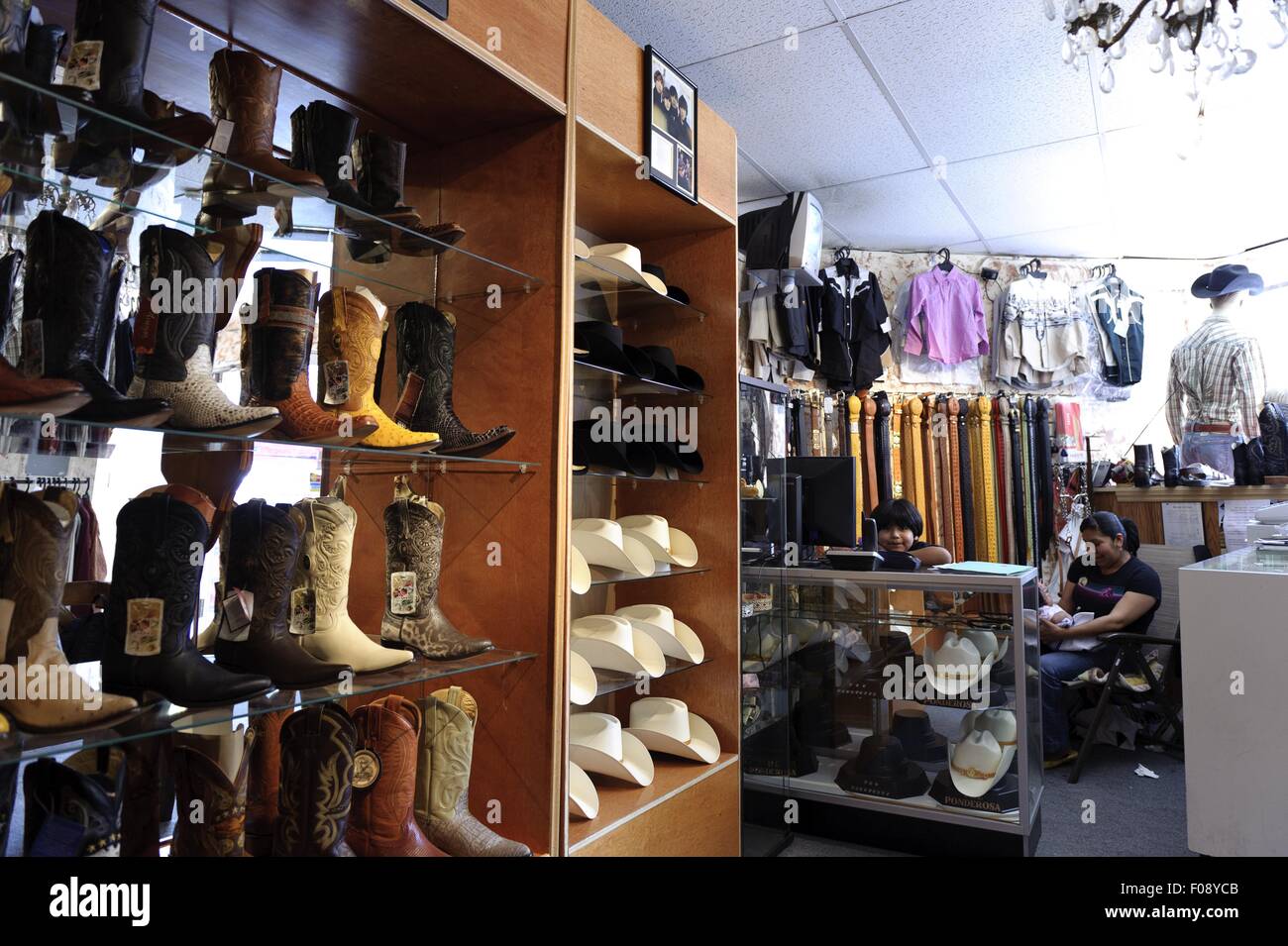 People sitting at clothing and shoe store in New York, USA Stock Photo ...