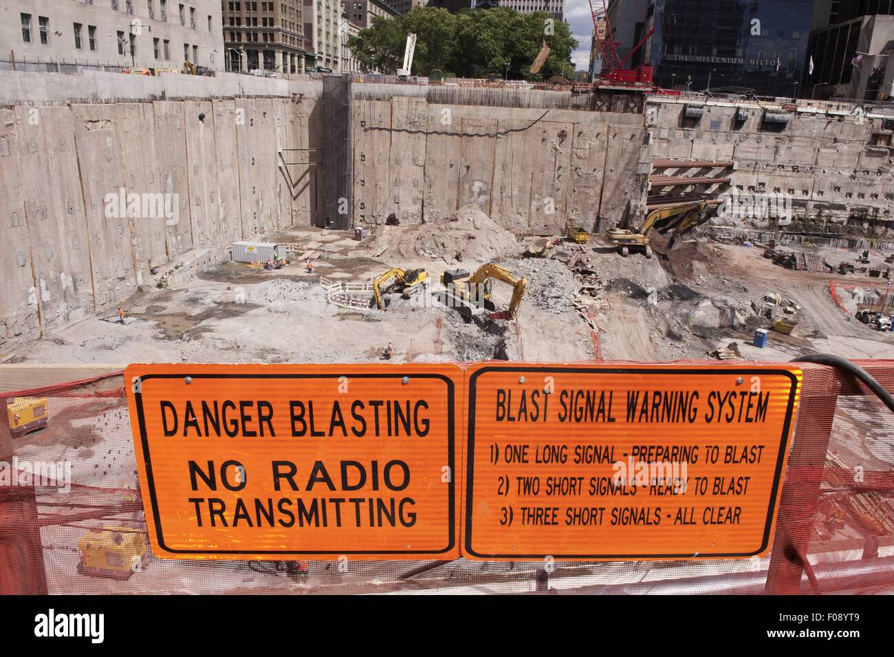 Sign boards at Ground Zero construction site in New York, USA Stock ...