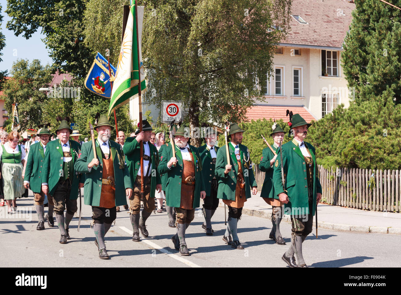 Hausham, Germany. 09th Aug, 2015. Mountain protect the procession of ...