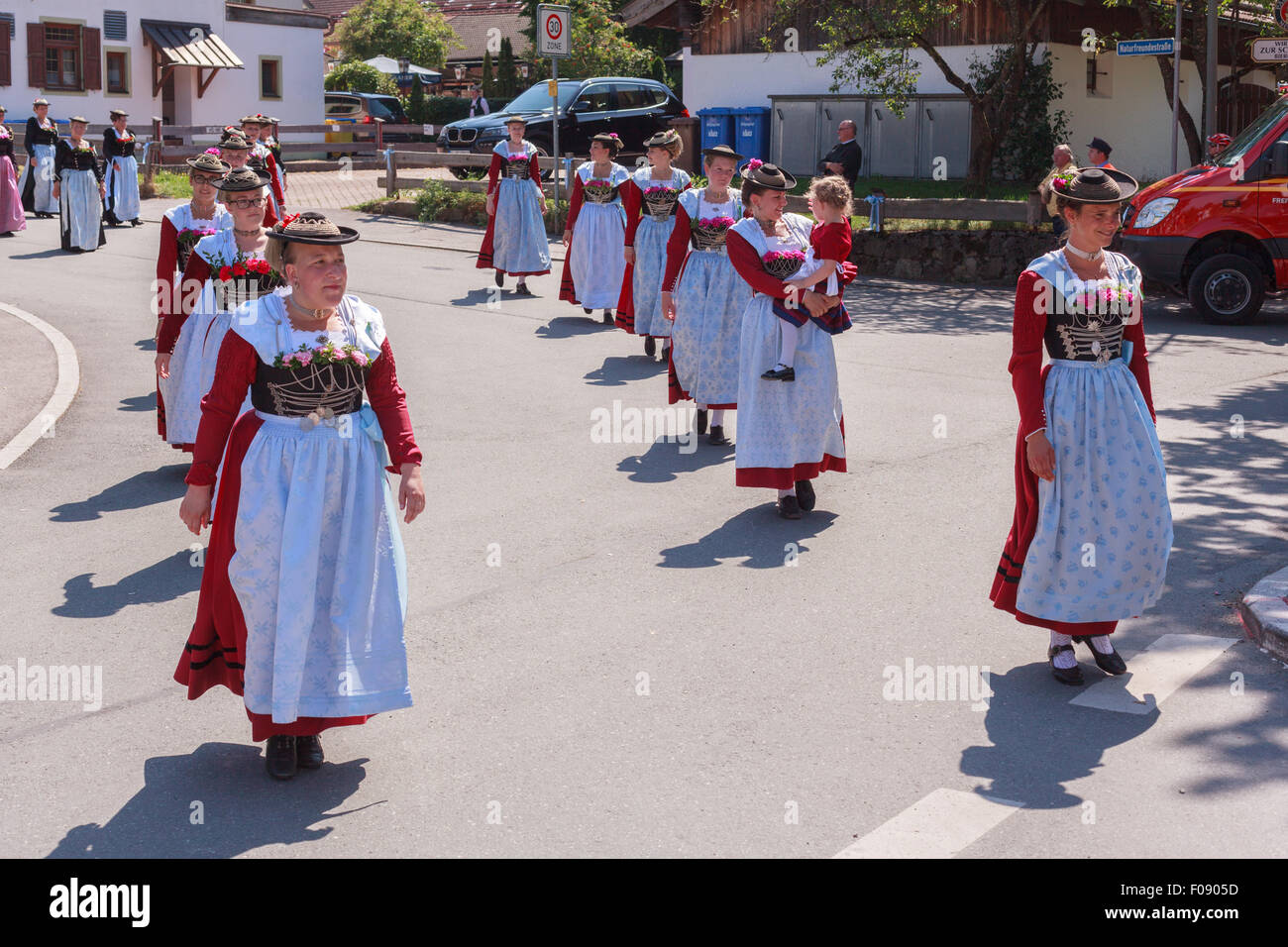 Hausham, Germany. 09th Aug, 2015. Group of corsetry Dirndl at Pageant ...