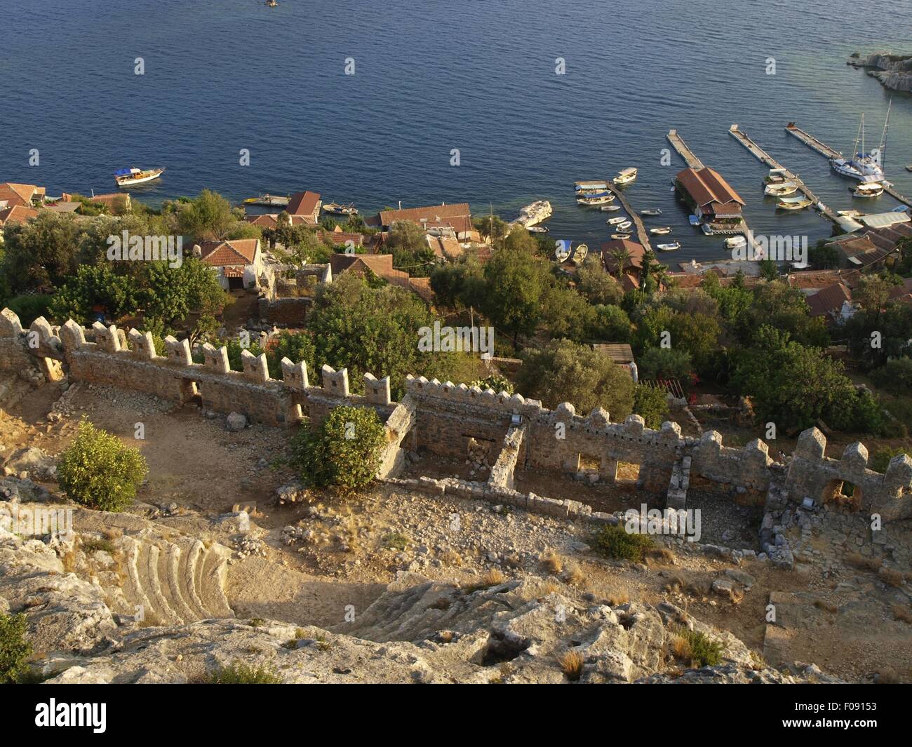 Elevated view of sea and boats at Myra, Lycia, Turkey Stock Photo - Alamy