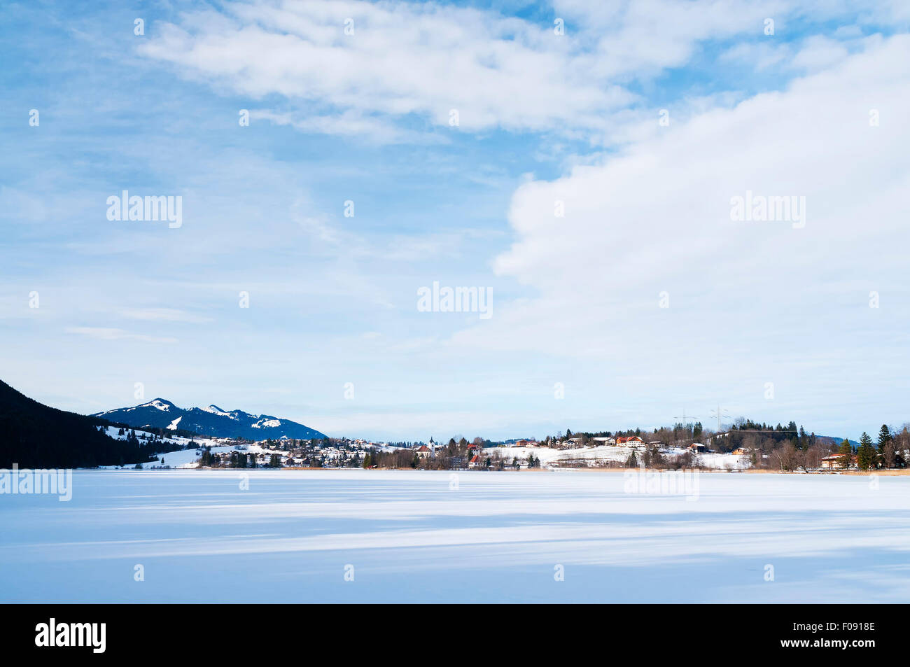 Image of frozen lake Weissensee in Bavaria, Germany in winter Stock ...