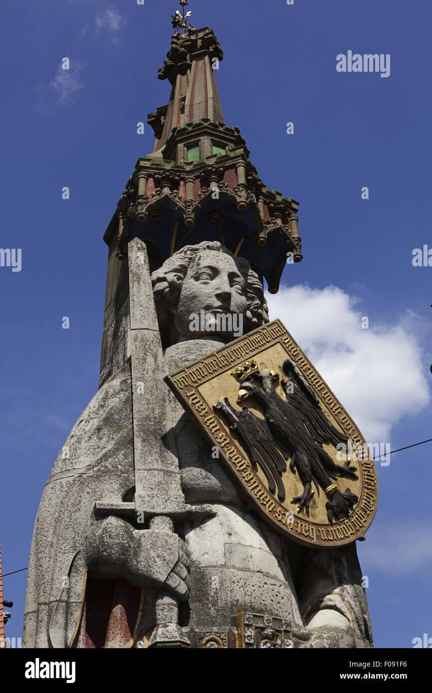 Bremen Roland statue at market square in Bremen, Germany Stock Photo ...
