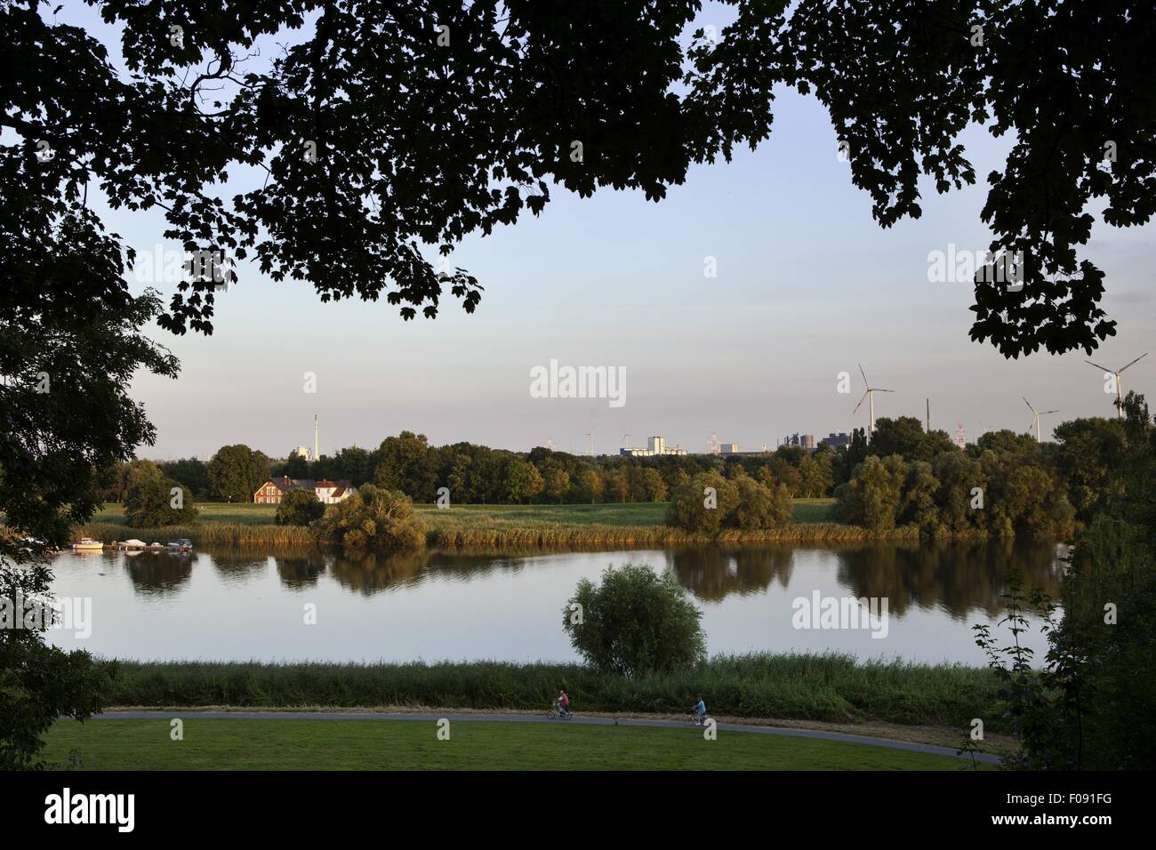 View of landscape and river at Knoops Park in Bremen, Germany Stock ...