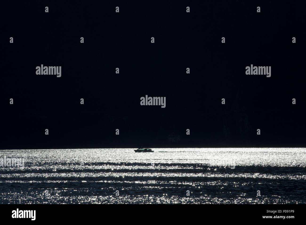 Ship in Lake Como at moonlight, Italy Stock Photo - Alamy
