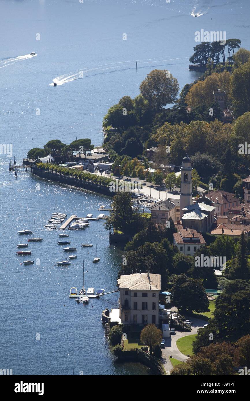 Aerial view of Lake Como and Cernobbio in Como, Lombardy, Italy Stock ...