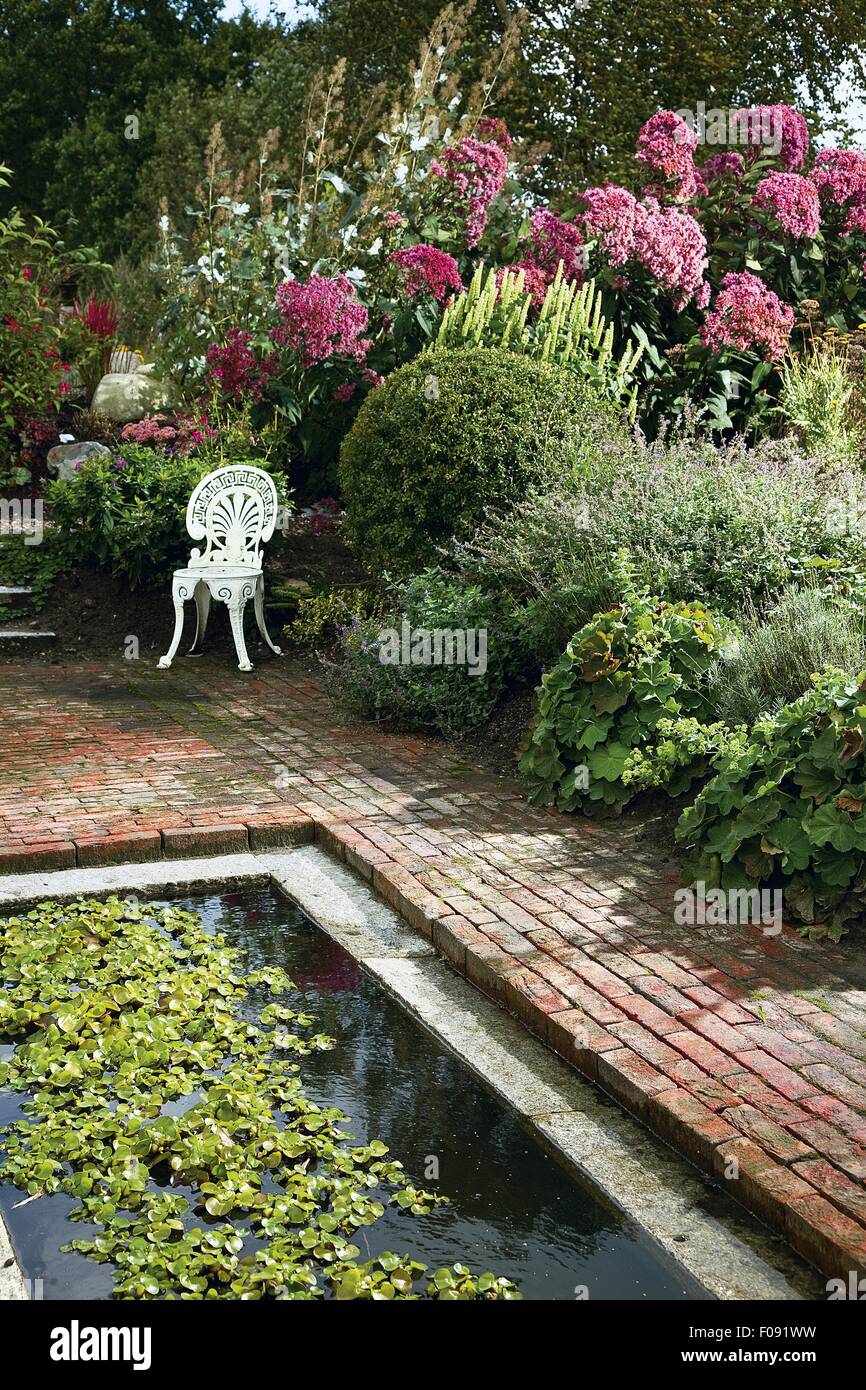 View of garden pond Stock Photo - Alamy