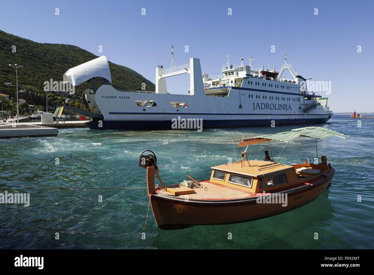 Adriatic ferry from Trpanj to Ploce in Dalmatia, Croatia Stock Photo ...