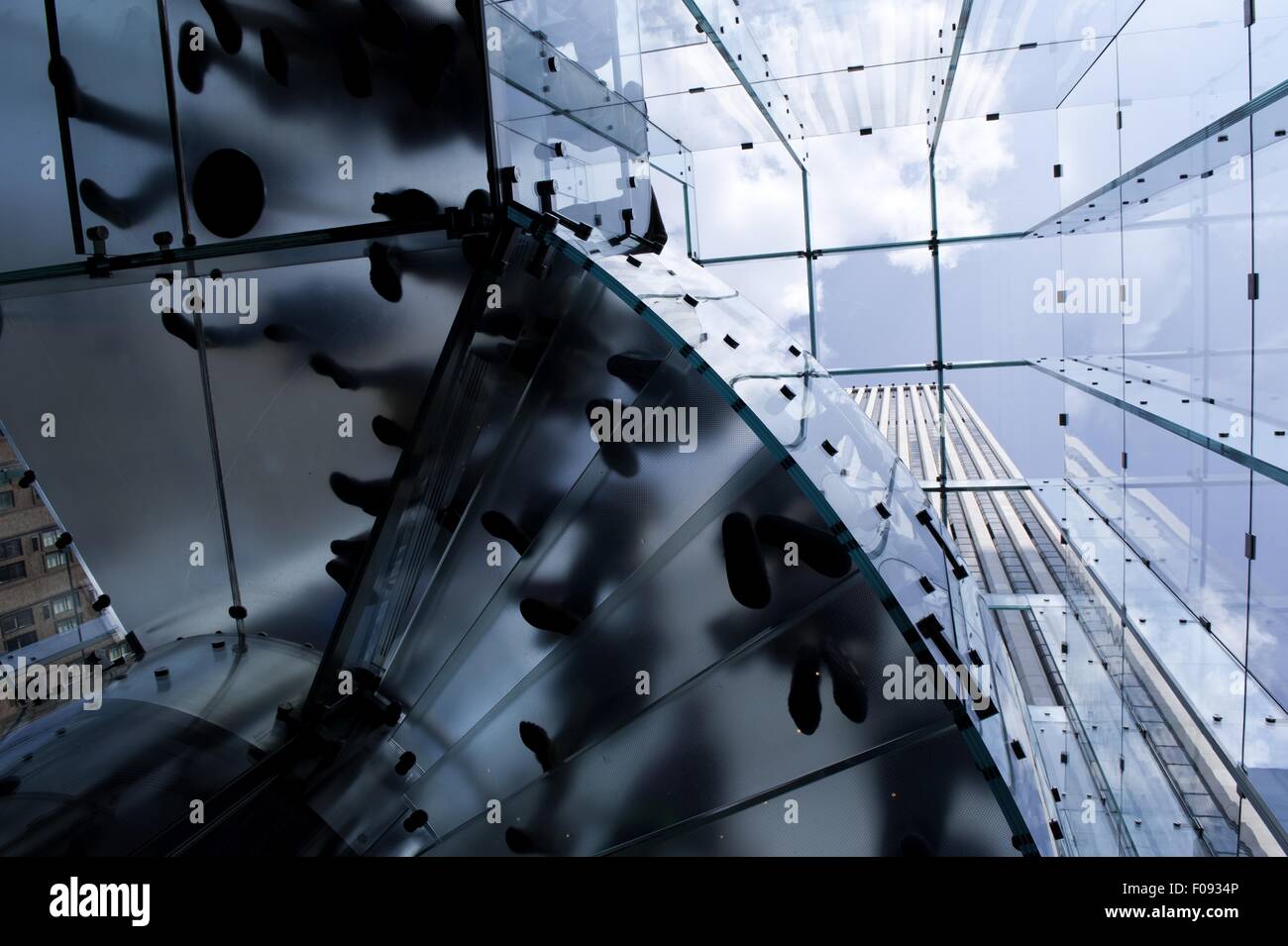 Upward view of staircase of store on 5th Avenue, New York Stock Photo ...