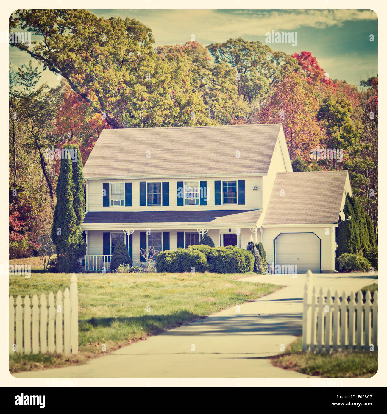 Typical New England colonial style house in the fall with Instagram ...