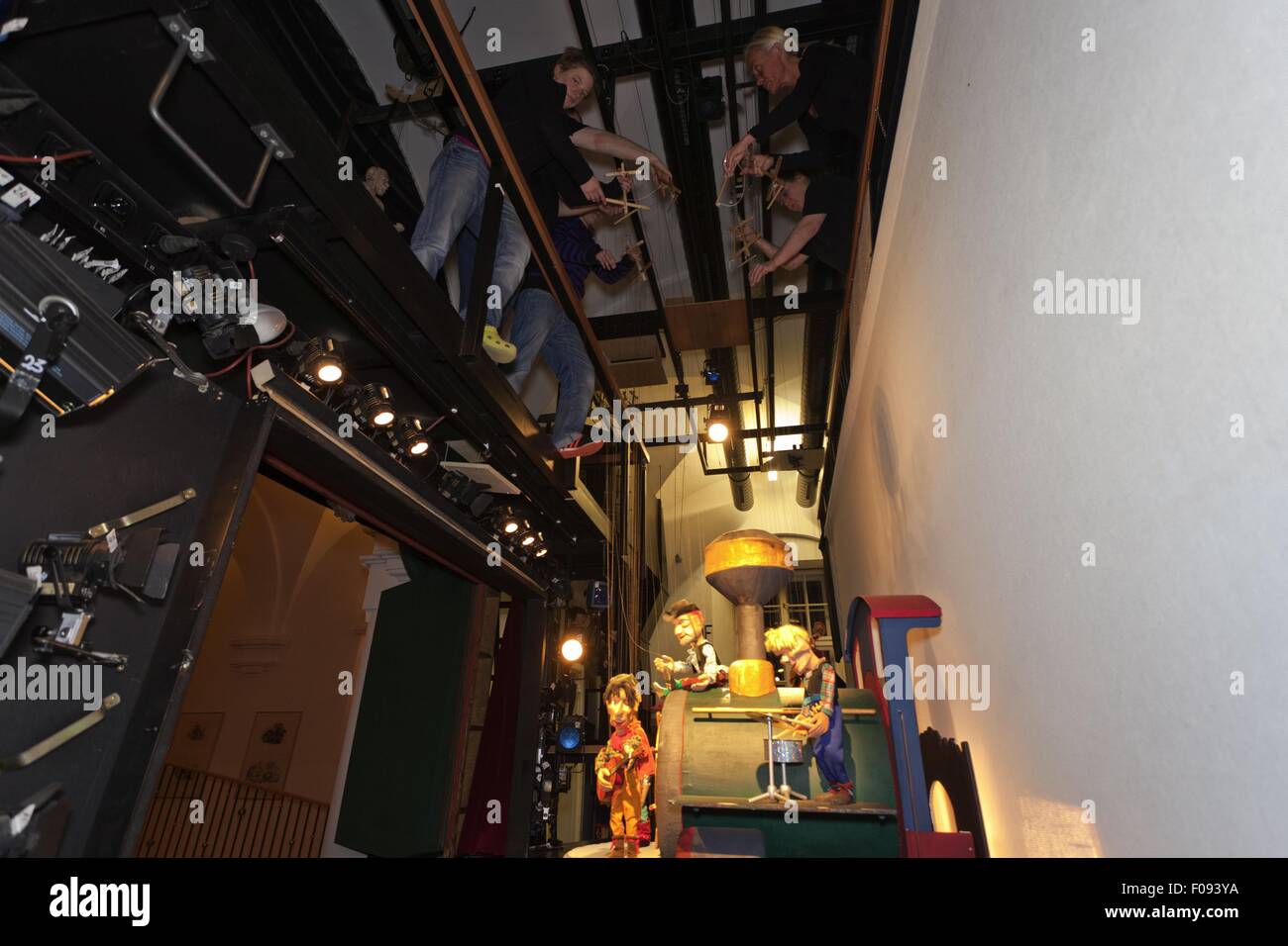 People performing puppet show in theatre, Augsburg, Bavaria, Germany ...