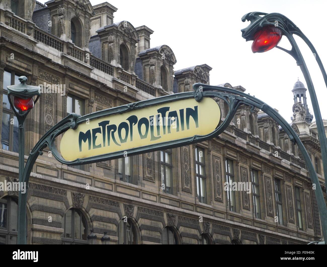 Signboard of Metropolitan at Jardin du Palais Royal Metro station in ...