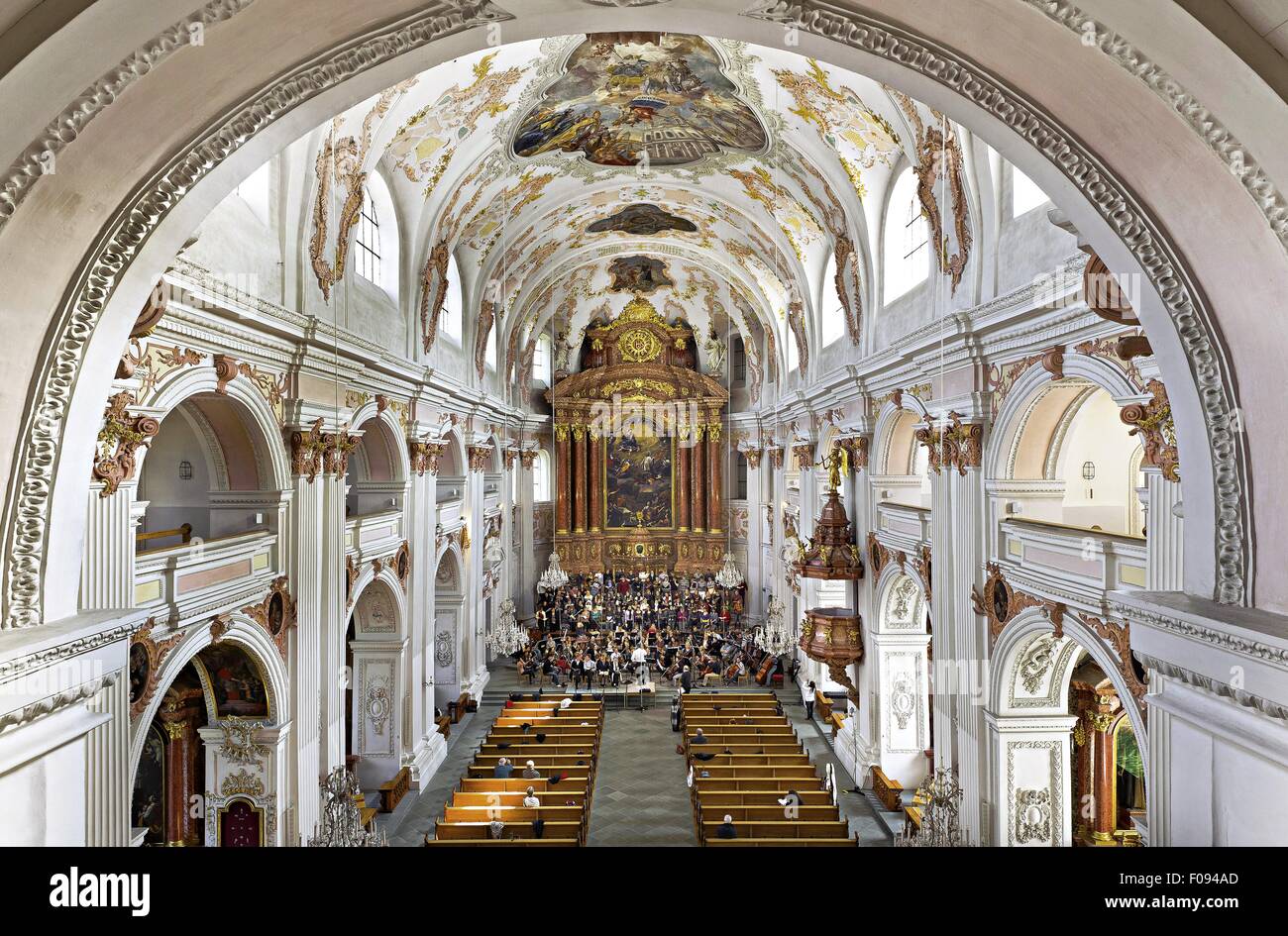 Interior of Jesuit Church of St. Francis Xavier, Lucerne, Switzerland ...