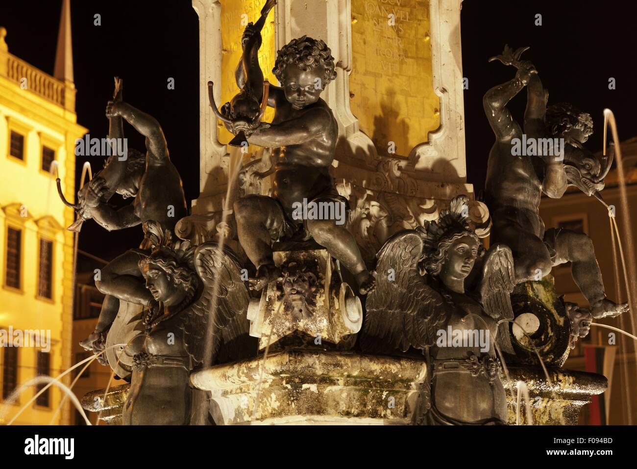 Sculpture on Augustus fountain in Augsburg, Bavaria, Germany Stock ...