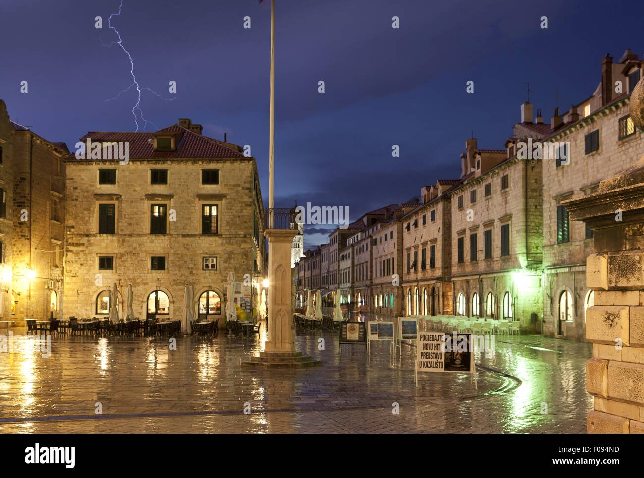View of Luza Square and thundering sky, Dubrovnik, Croatia Stock Photo ...
