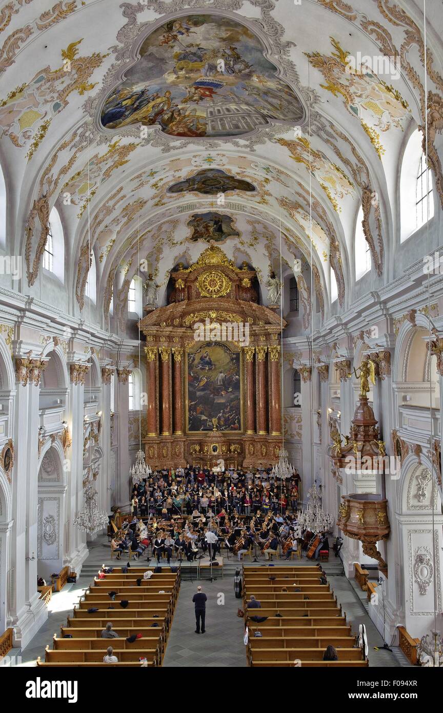 Interior of Jesuit Church of St. Francis Xavier, Lucerne, Switzerland ...