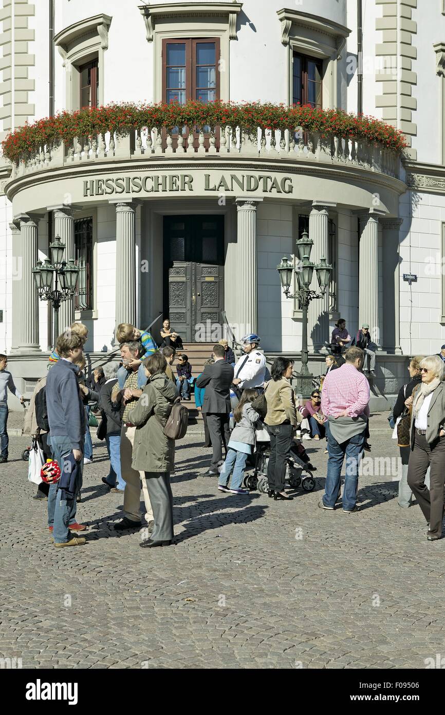 People in front of Hessian Parliament, Hesse, Germany Stock Photo - Alamy