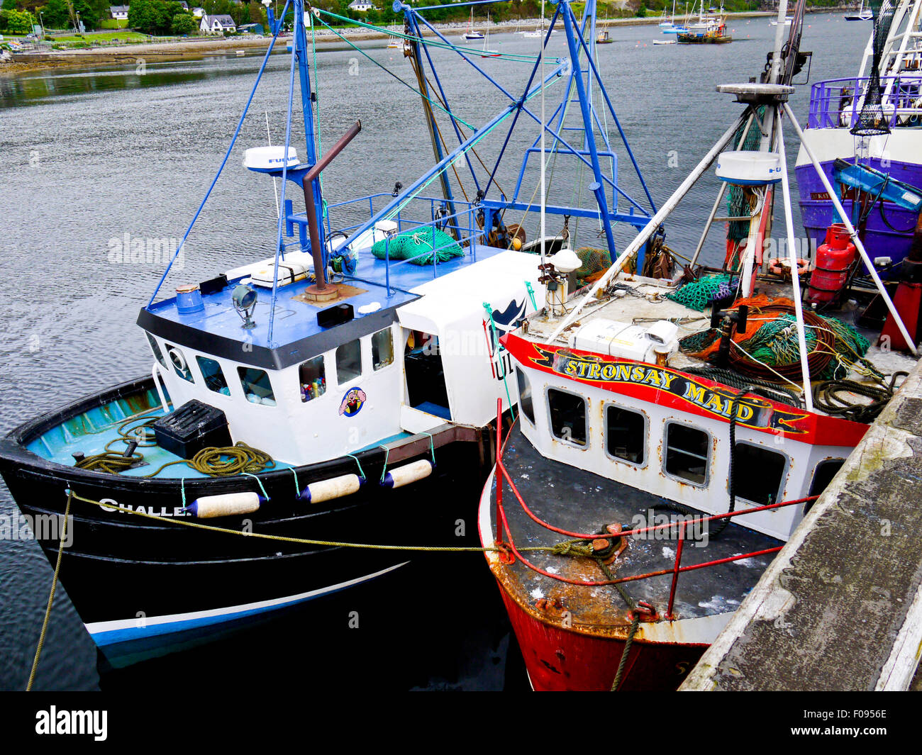 Fishing Trawlers moored up at Ullapool, Wester-Ross, Scotland, UK Stock ...