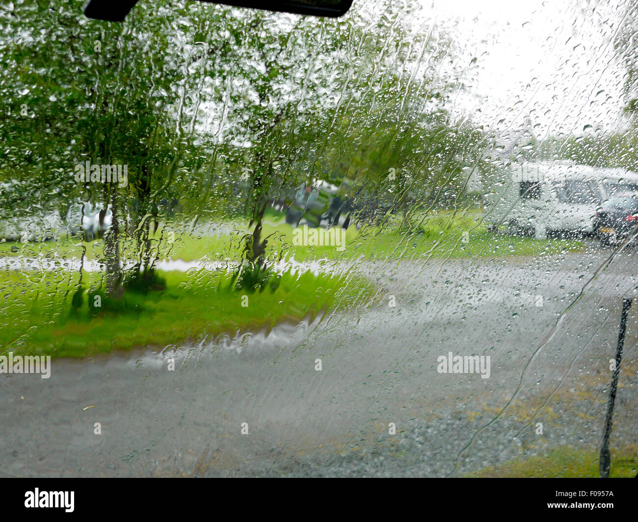 View of a very wet day from inside a campervan, Scotland,UK Stock Photo ...