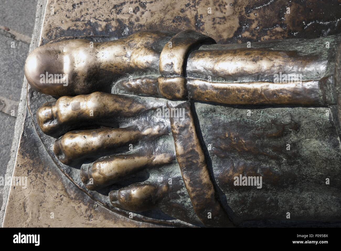 Overhead view of big feet of bishop Gregory statue, Croatia Stock Photo ...