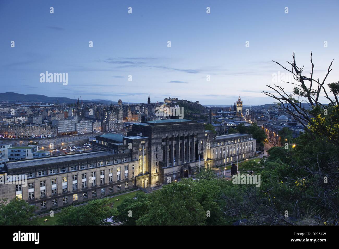 View of Edinburgh city centre at dusk , Scotland Stock Photo - Alamy