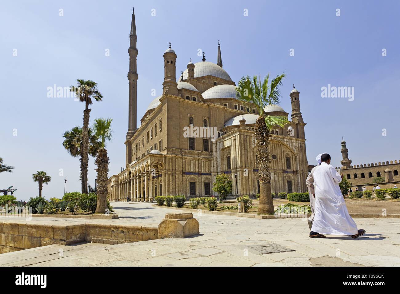 Man walking outside mosque of Muhammad Ali in Citadel, Cairo, Egypt ...